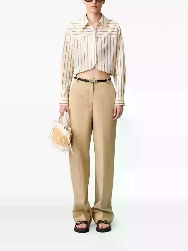 Claudie Pierlot Striped Cropped Poplin Shirt