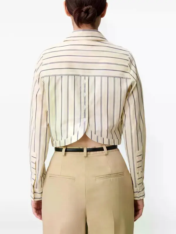 Claudie Pierlot Striped Cropped Poplin Shirt