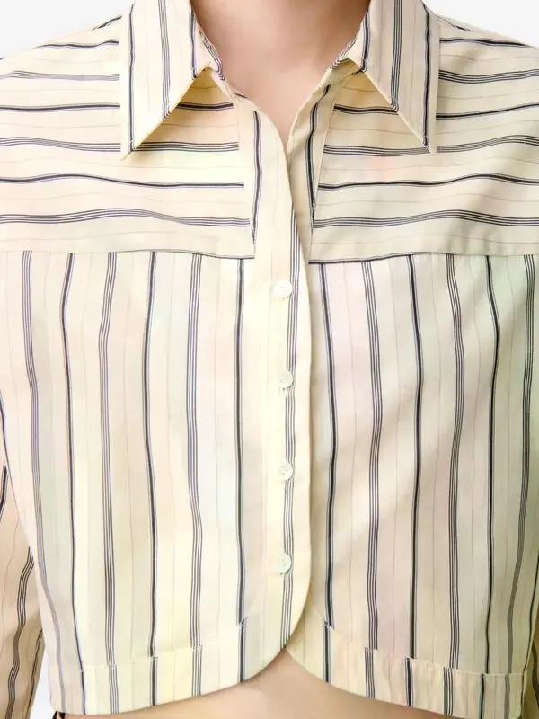 Claudie Pierlot Striped Cropped Poplin Shirt