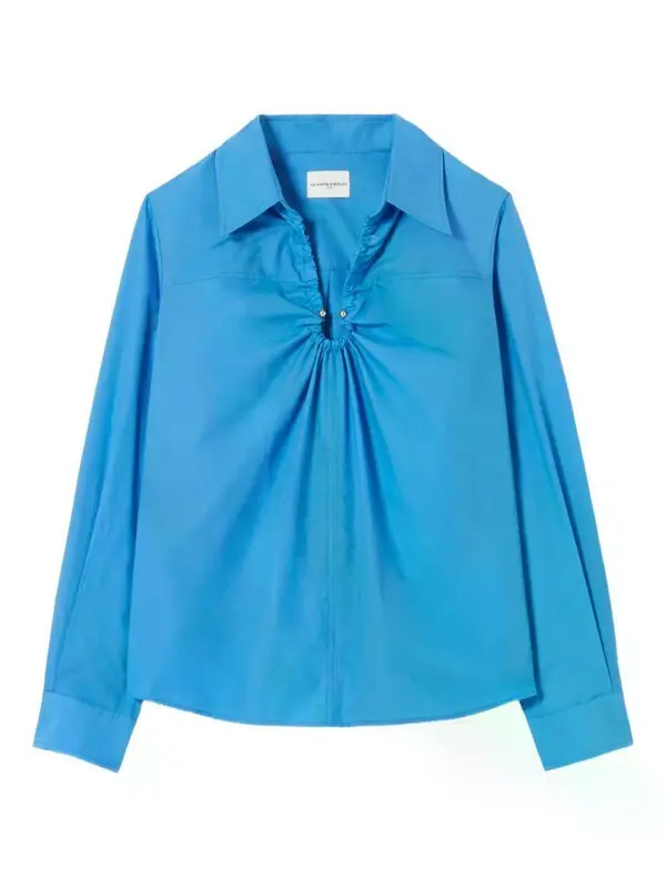 Claudie Pierlot Wide V-neck Blouse With Gathered Detail