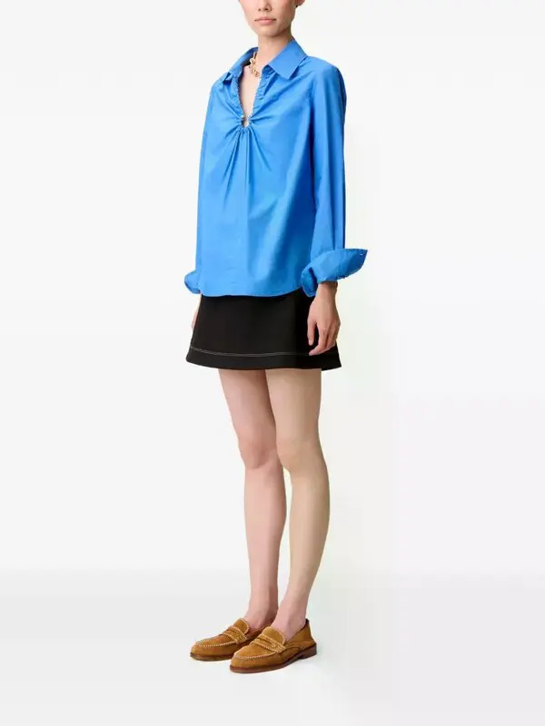 Claudie Pierlot Wide V-neck Blouse With Gathered Detail