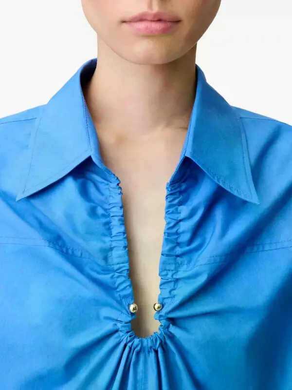 Claudie Pierlot Wide V-neck Blouse With Gathered Detail