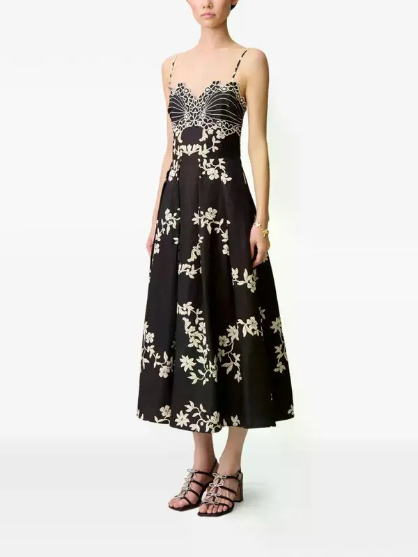 Claudie Pierlot Floral Embroidered Midi Dress