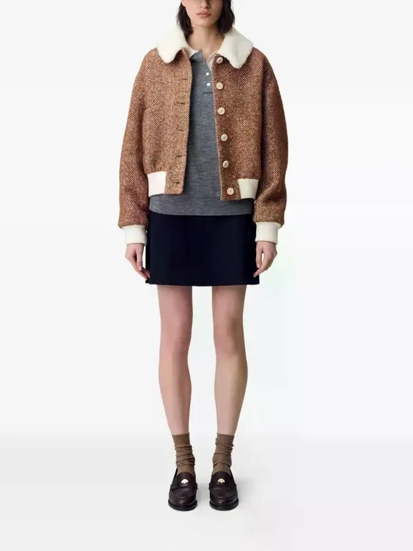 Claudie Pierlot Herringbone Bomber Jacket