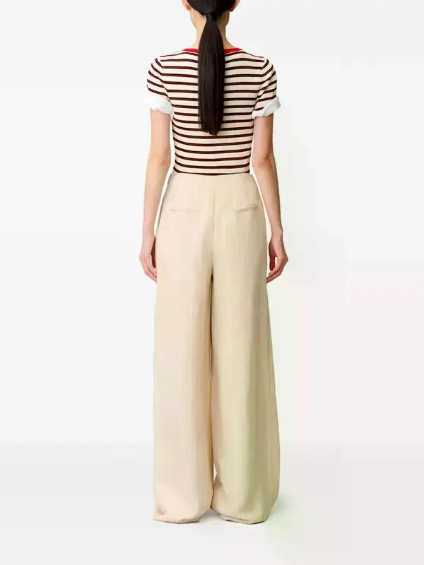 Claudie Pierlot Button-detailed Striped Trousers - Neutrals