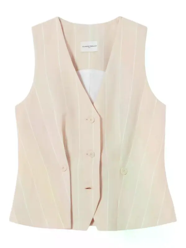 Claudie Pierlot V-neck Pinstripe Waistcoat - Neutrals