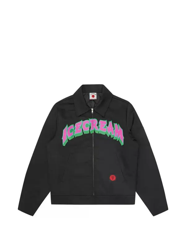 ICECREAM Pointed-collar Zip Jacket - Black