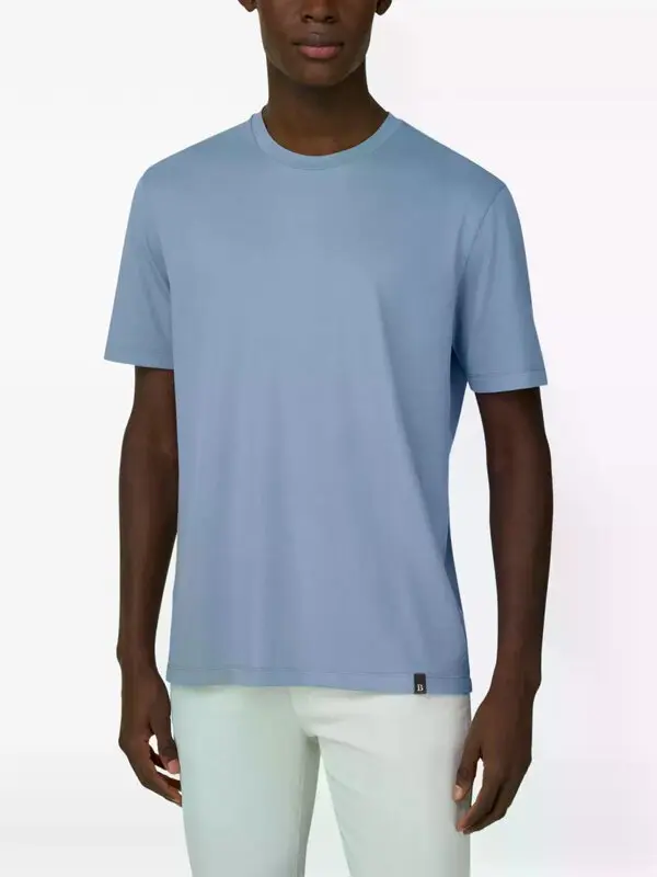 Boggi Milano High-performance Piqué T-shirt With S-cafè® Yarn - Blue
