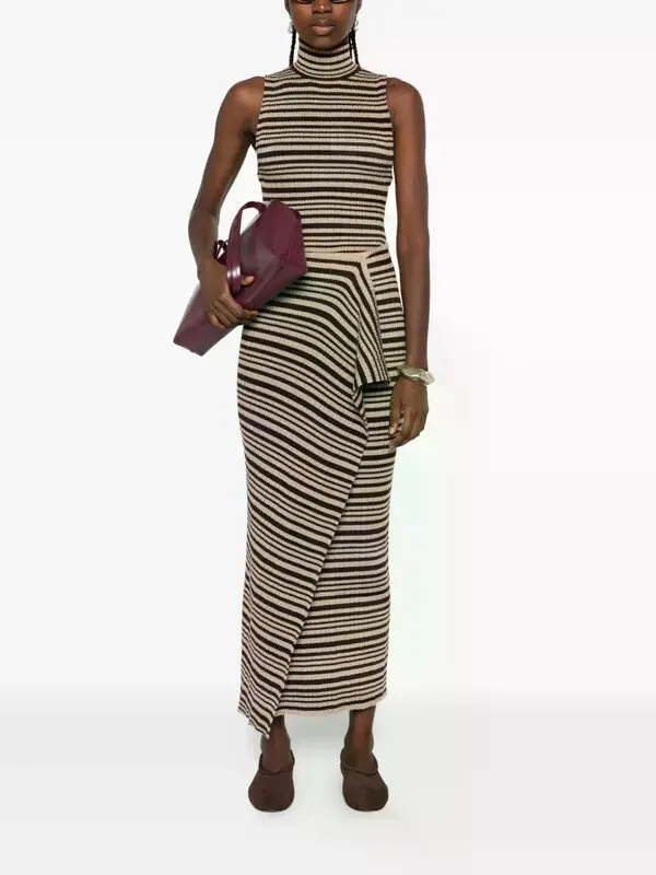 Nanushka Striped Draped Midi Skirt