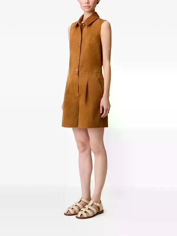 Claudie Pierlot Sleeveless Leather Jumpsuit - Brown