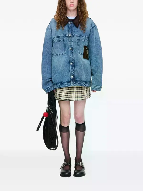 CHARLES JEFFREY Denim Jacket With Corduroy Collar - Blue
