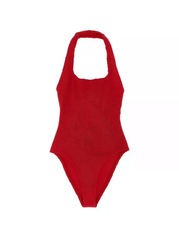 Hunza G American Neckline Crinkle One-piece Swimsuit - Red