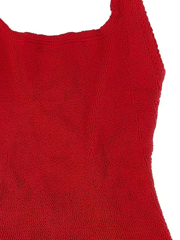 Hunza G American Neckline Crinkle One-piece Swimsuit - Red