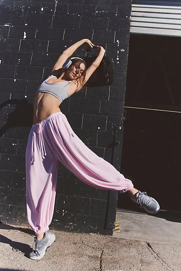 Free People Momentum Balloon Track Pants - Powder Pink