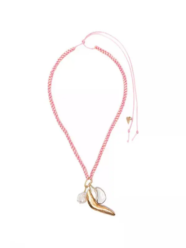 FORTE_FORTE Crochet Charm Choker Necklace - Pink