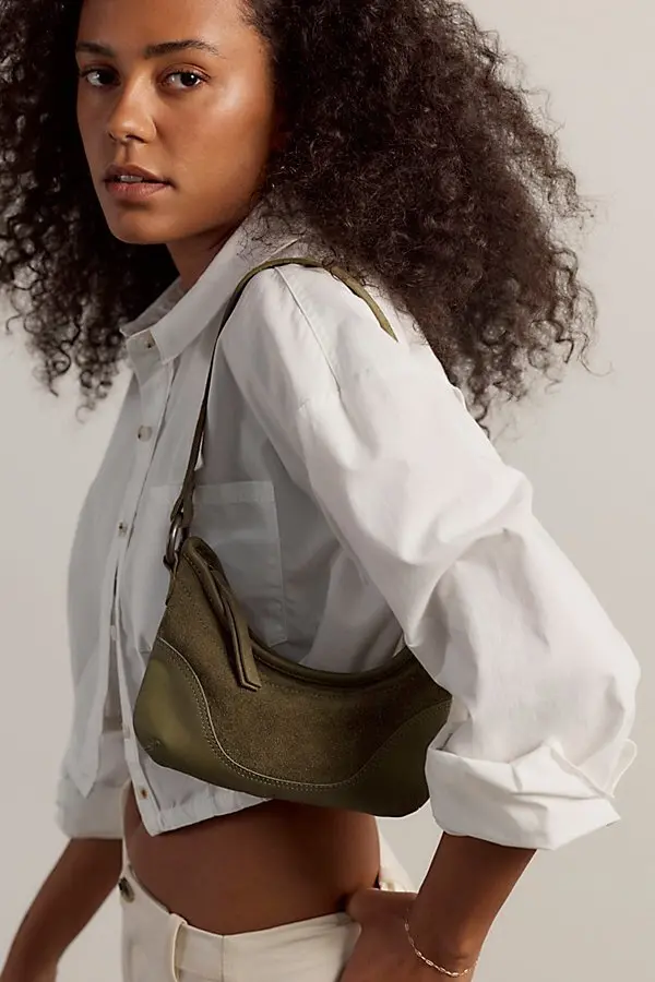 Free People Sindy Leather Shoulder Bag - Olive Green