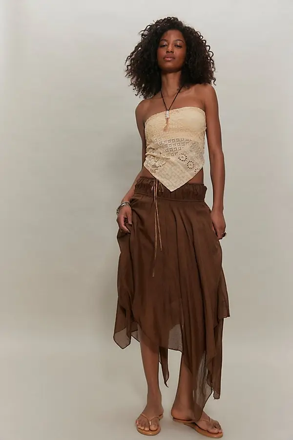Free People Fp One Kaia Asymmetrical Skirt - Bison Brown