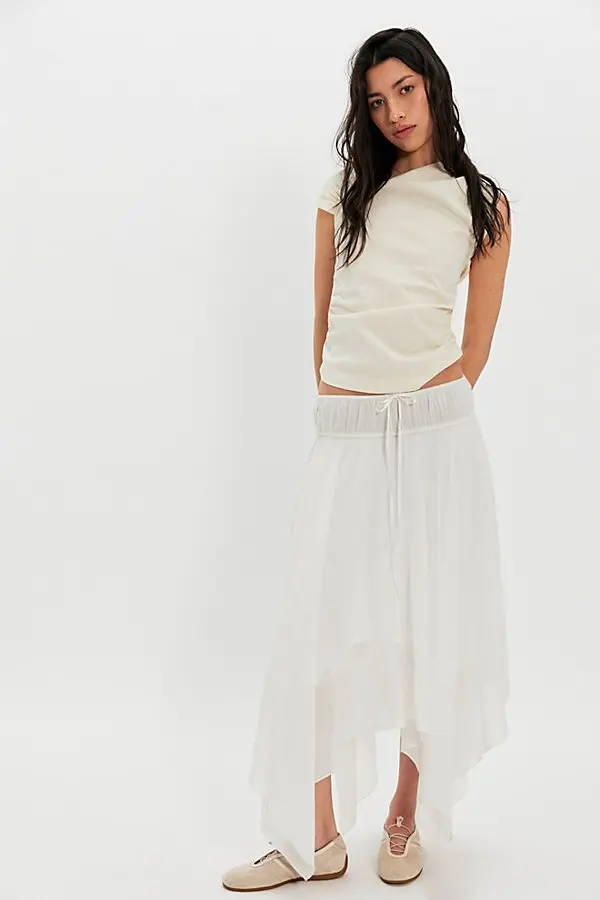 Free People Asymmetrical Handkerchief Hem Midi Skirt