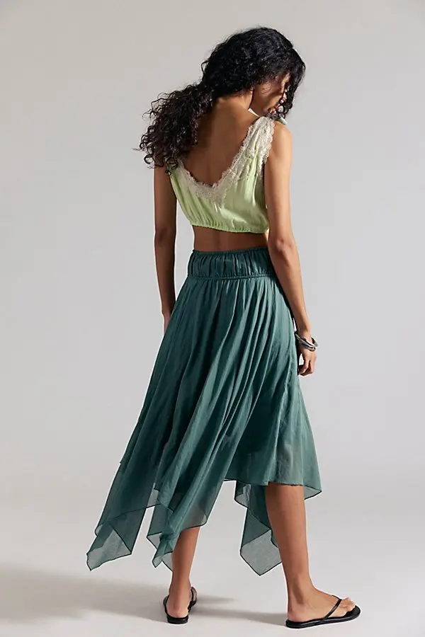 Free People Asymmetrical Handkerchief Hem Skirt - Teal