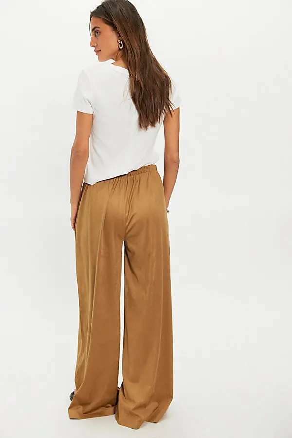 Norma Kamali Pleated Faux Suede Trousers