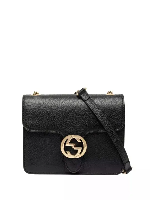Gucci 2000-2015 Small Calfskin Interlocking G Crossbody Bag - Black