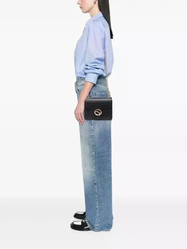 Gucci 2000-2015 Small Calfskin Interlocking G Crossbody Bag - Black