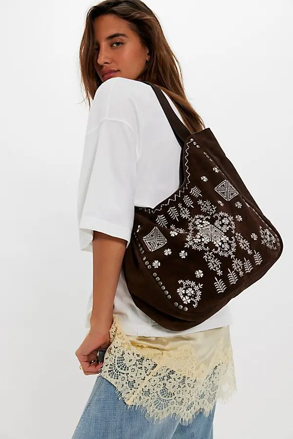 Free People Eden Embroidered Tote Bag