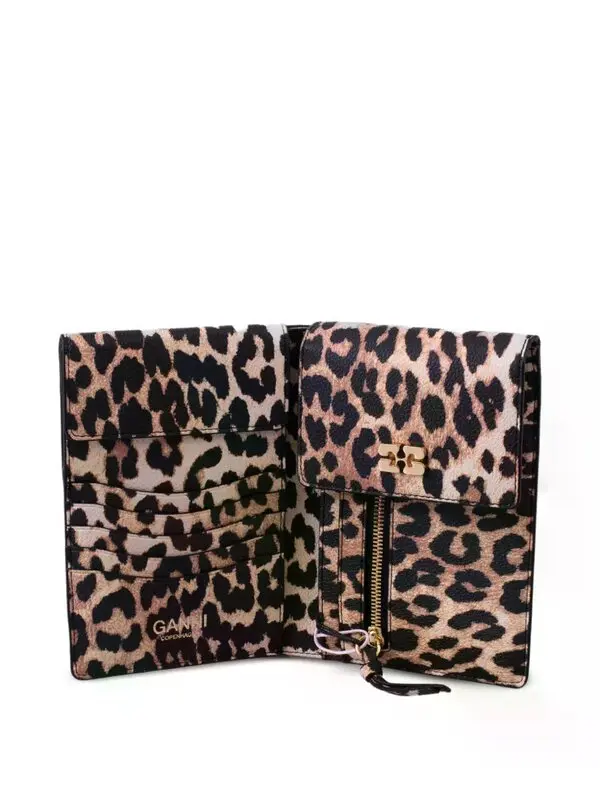 GANNI Leopard-print Flap Wallet