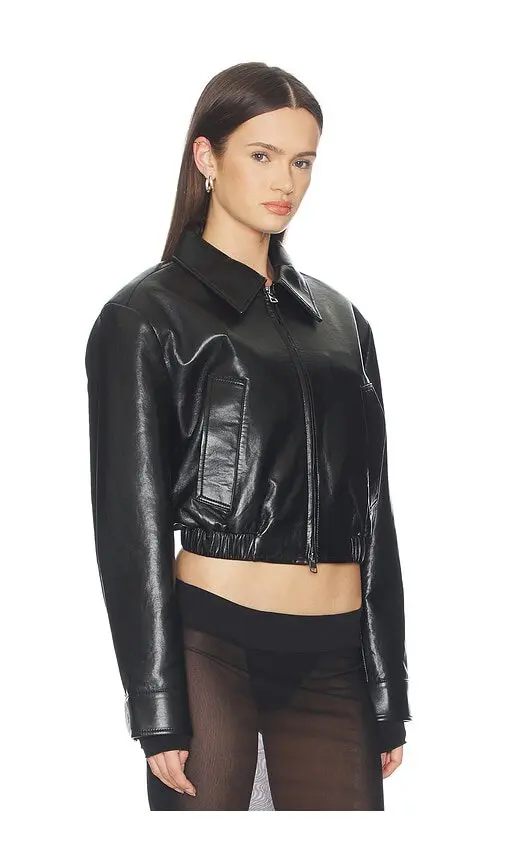 AGOLDE Cropped Leather Jacket - Black
