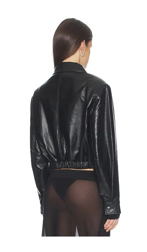 AGOLDE Cropped Leather Jacket - Black