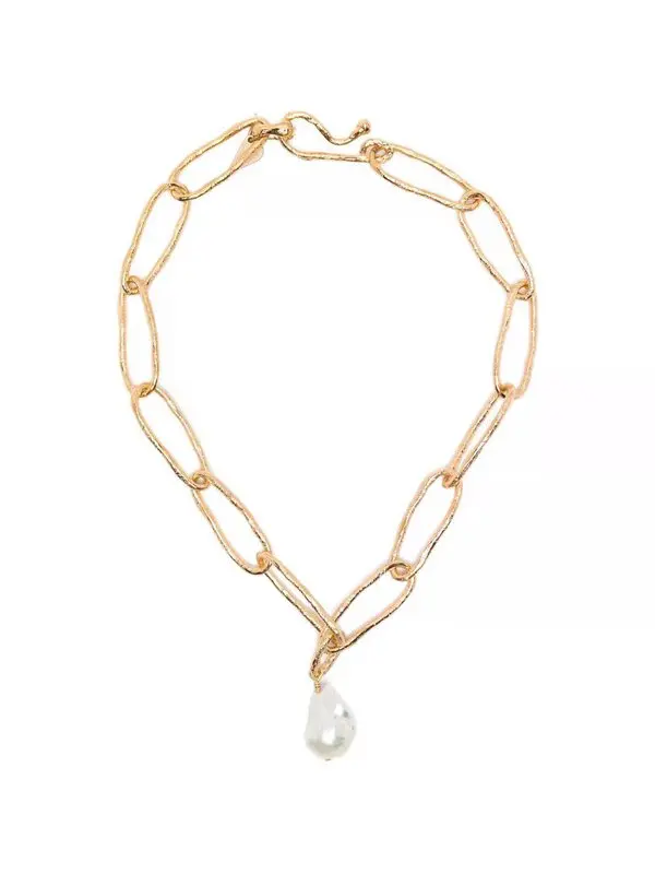 FORTE_FORTE Chain Pearl Necklace - Gold