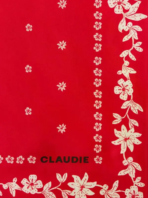 Claudie Pierlot Floral Silk Scarf - Red