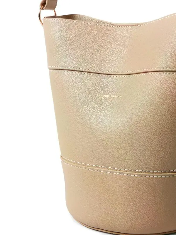 Claudie Pierlot Solveig Leather Bucket Bag - Neutrals