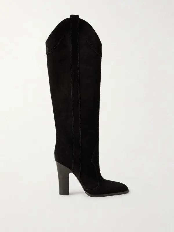 Paris Texas Lavinia Suede Knee Boots - Black