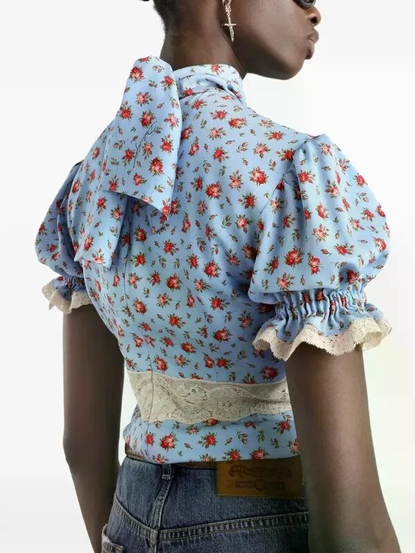Dolce & Gabbana Floral-print Keyhole Blouse