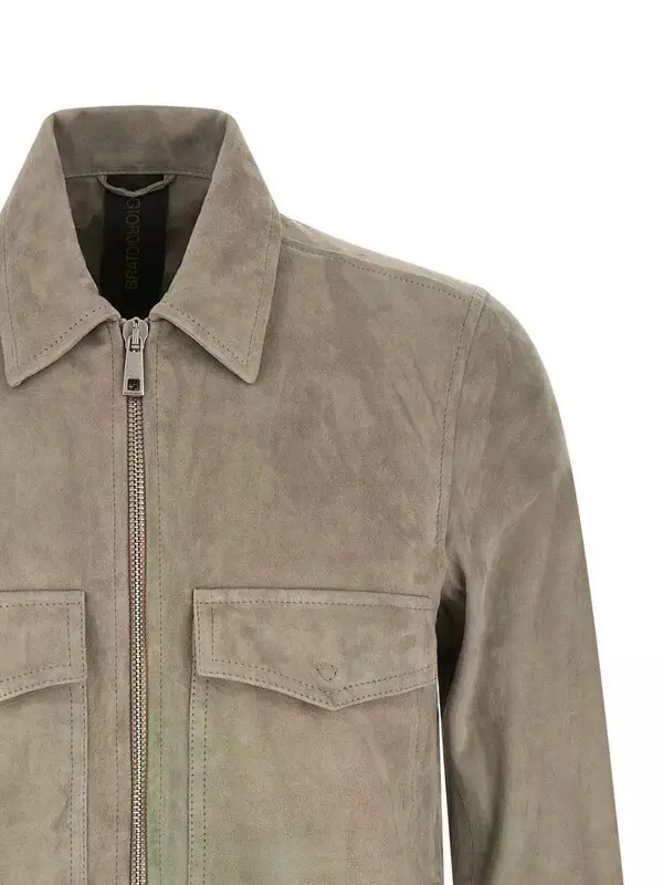 GIORGIO BRATO Suede Jacket With Pointed Collar