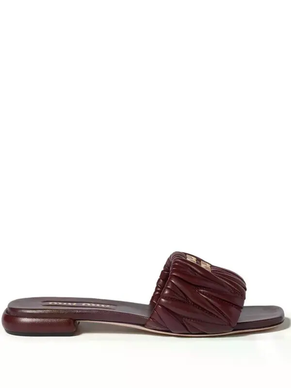 Miu Miu Matelassé Leather Slides