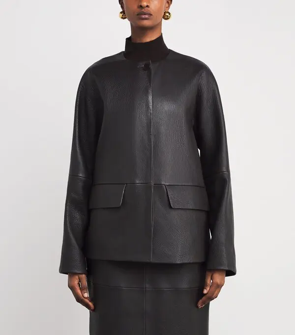 JOSEPH Grained Leather Barbs Jacket