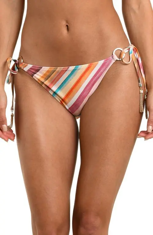 L'Agence Britt Watercolor Ring Side Tie Bikini Bottoms - Pink Multi