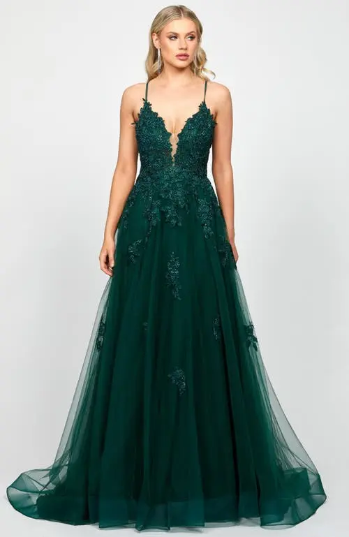 BARIANO Alie Plunging Ball Gown