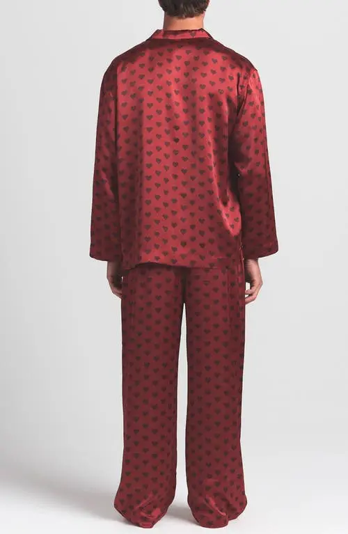 SKIMS Sleep Sateen Pajamas - Red Heart Halfdrop Print
