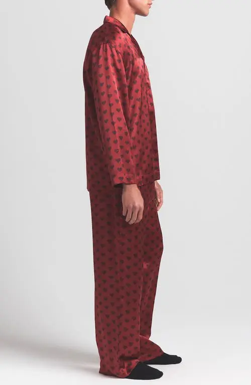 SKIMS Sleep Sateen Pajamas - Red Heart Halfdrop Print