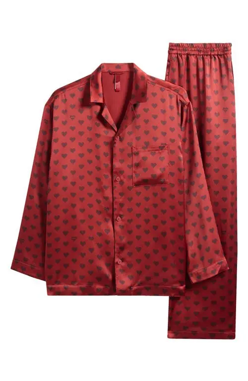 SKIMS Sleep Sateen Pajamas - Red Heart Halfdrop Print