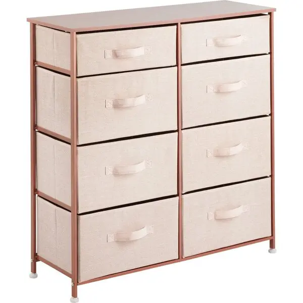 MDESIGN Tall Storage Dresser Furniture - Light Pink/rose Gold