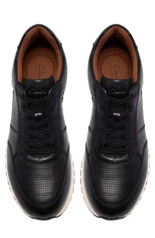 Clarks Radwell Leather Lace-up Sneakers - Black Leather
