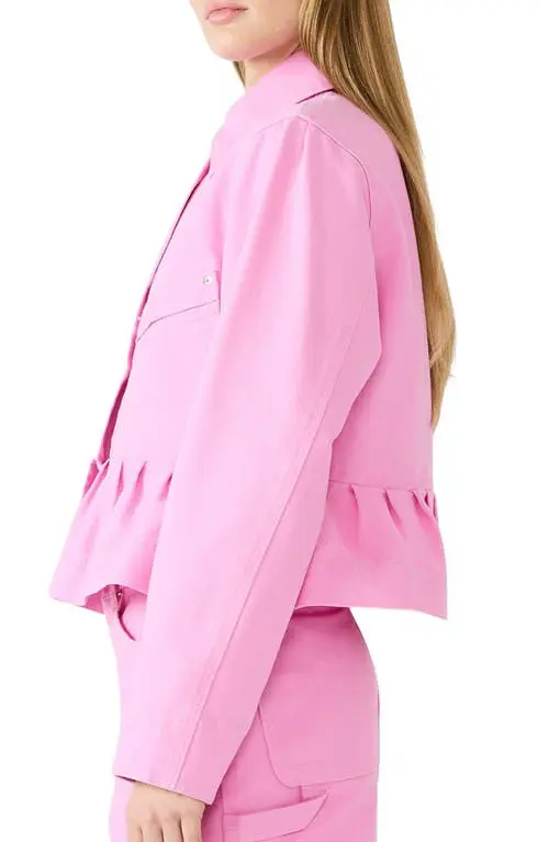 Steve Madden Sloan Cotton Peplum Jacket - Pink Taffy
