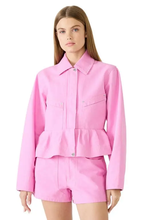 Steve Madden Sloan Cotton Peplum Jacket - Pink Taffy
