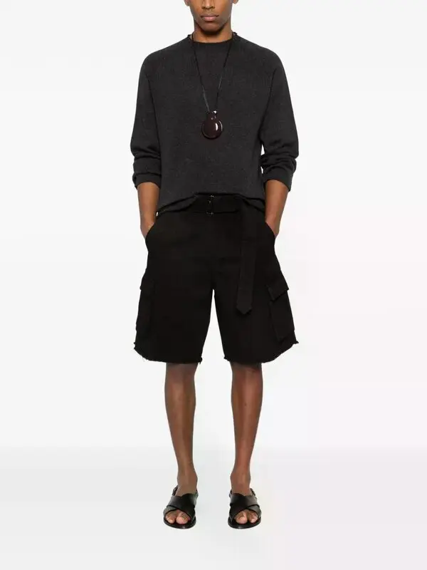 LANEUS Belted Pocket Cargo Shorts