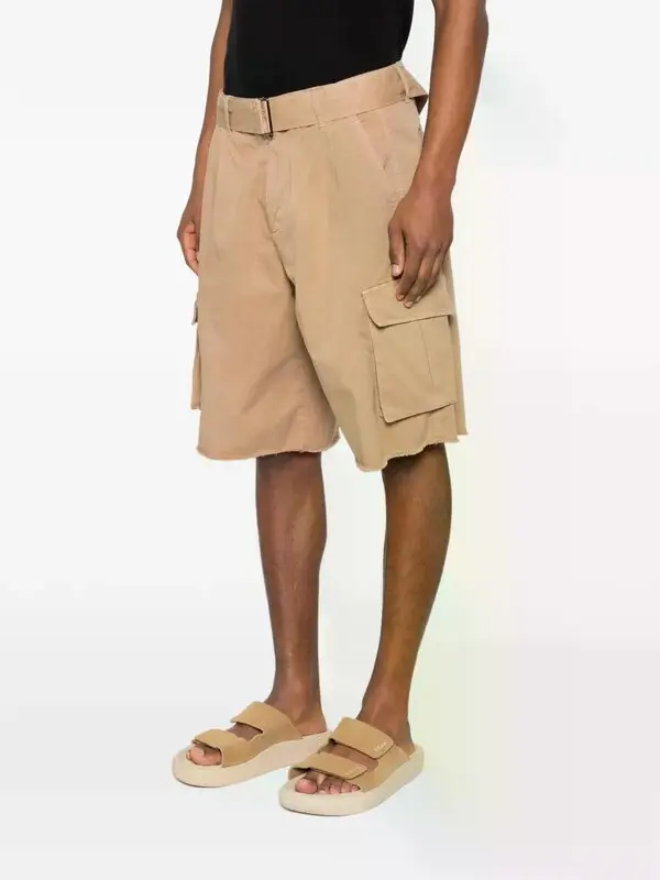 LANEUS Belted Cargo Shorts - Brown