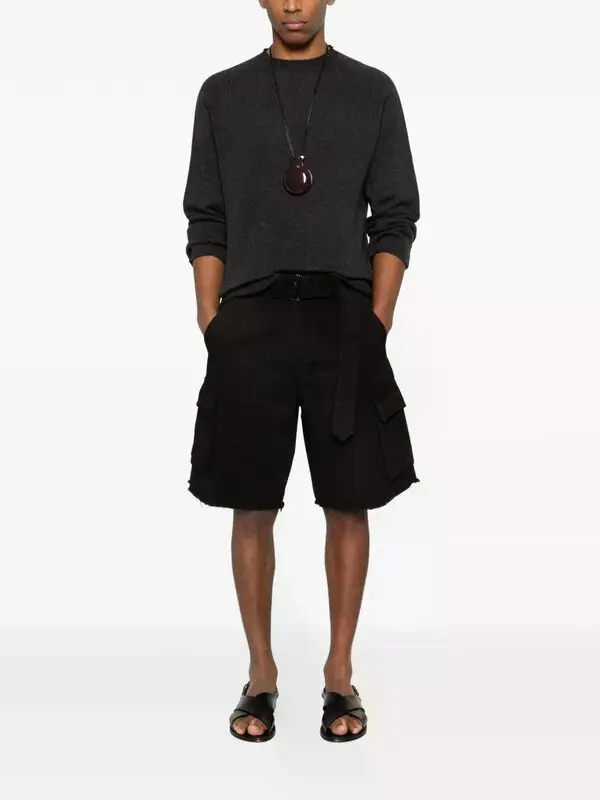 LANEUS Crew-neck Long-sleeve Sweater